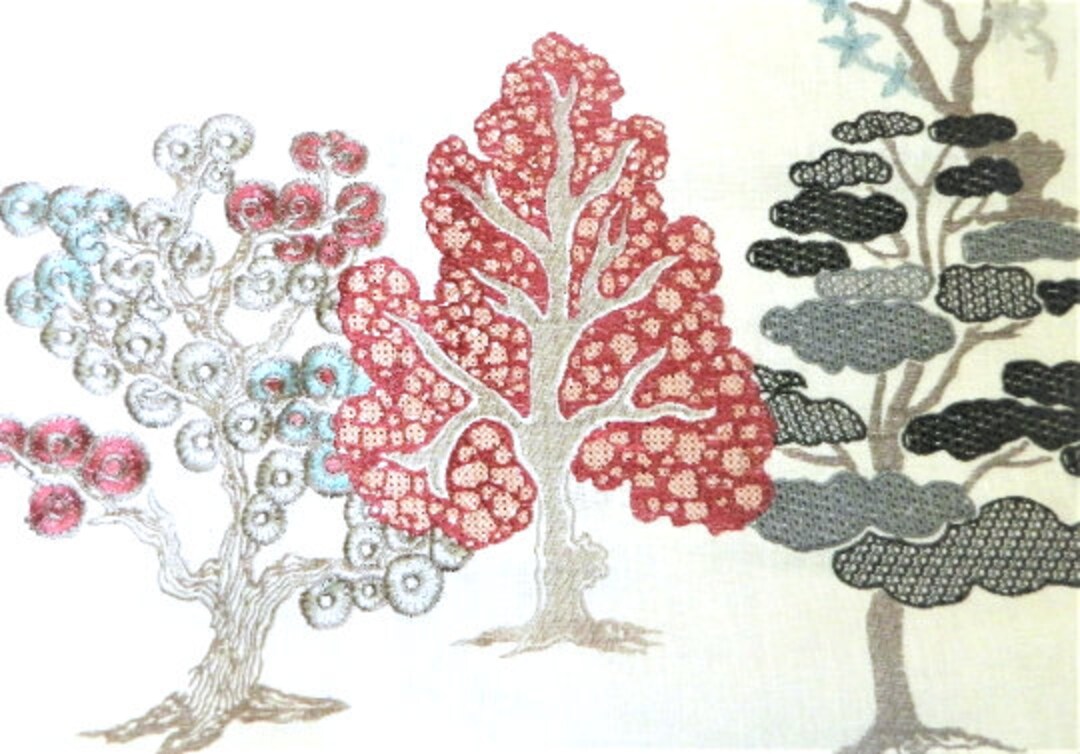 EMB Trees Coral-decorative Throw Pillow Cover Asian Chinoiserie Pattern ...