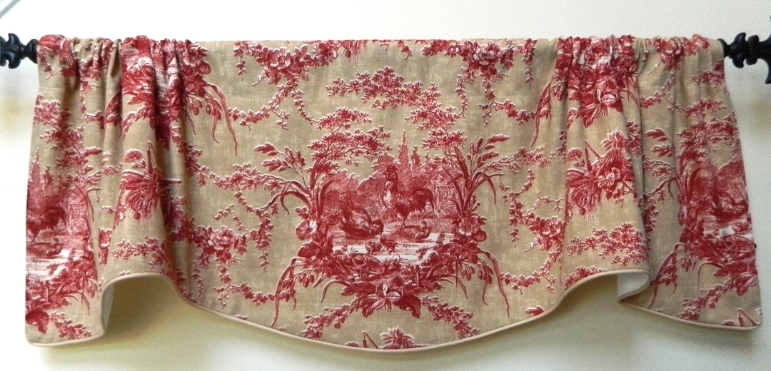 Waverly La Petite Ferme Red/tan Window Valances French Country Rooster ...