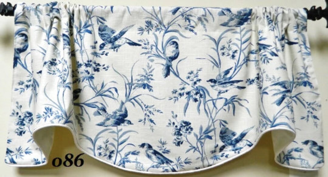Projet-french General Aviary Toile Indigo-window Valance Lined Corded ...
