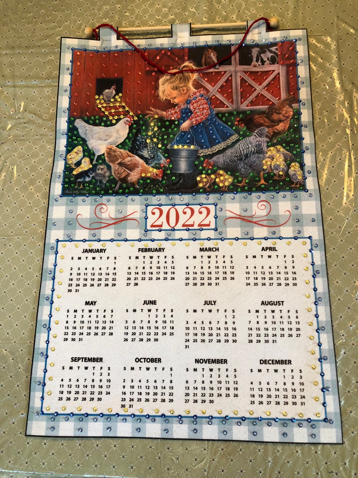 Jeweled 2022 Calendar Design Works Farm Girl Etsy