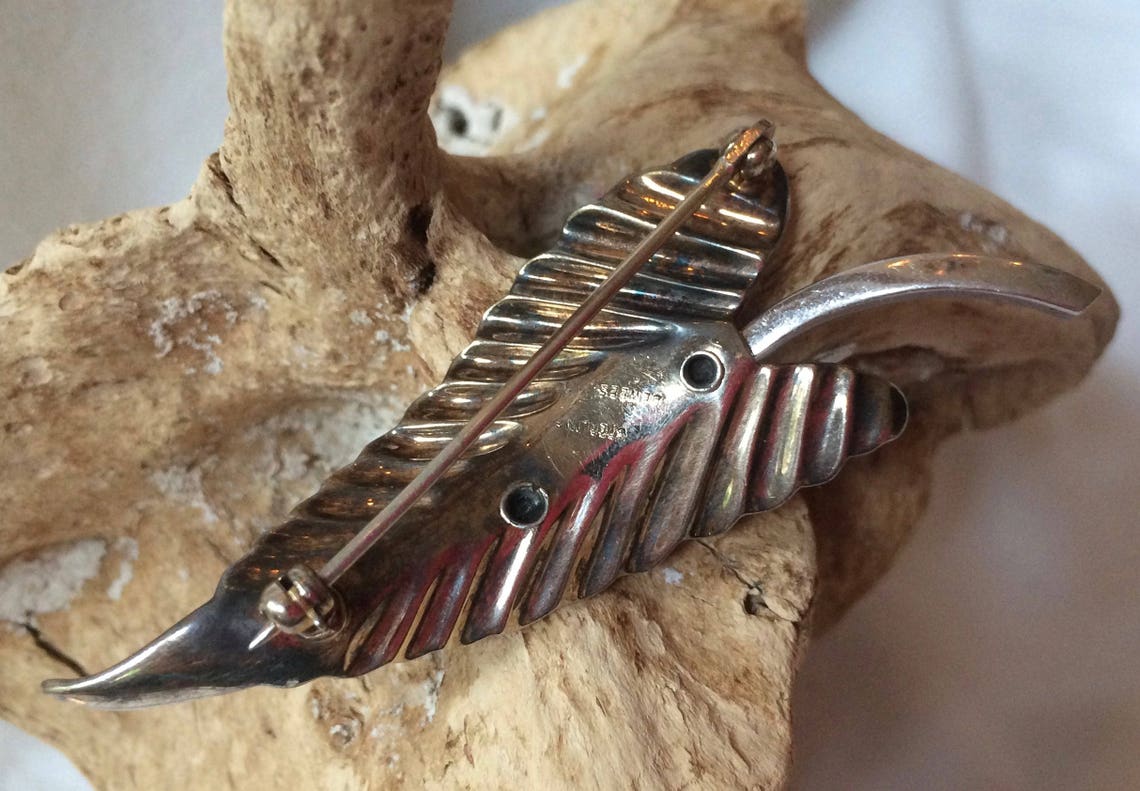 Vintage Dewees Leaf and Crystal Brooch - Etsy