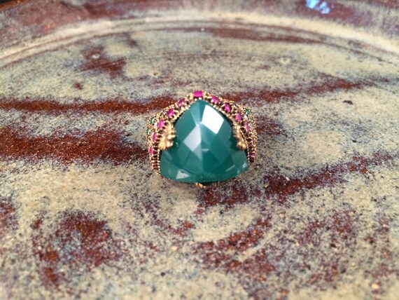 Vintage Pyramid Shaped Agate Turkish Ring - Gem