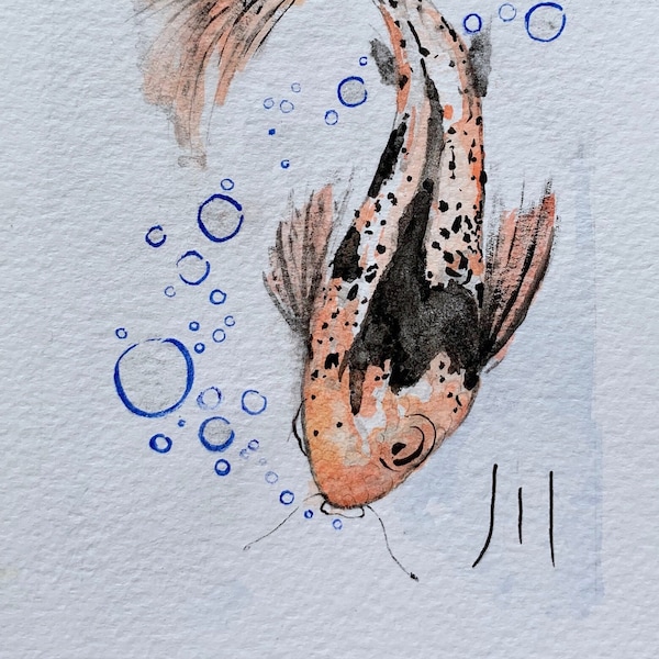 Koi Fish Ink Painting - Etsy