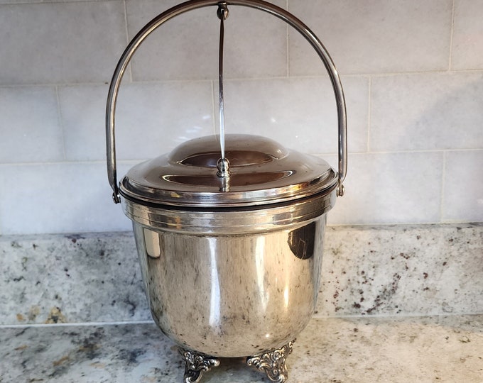 Vintage Silverplate Ice Bucket Glass Liner Footed Silver on Copper - Etsy