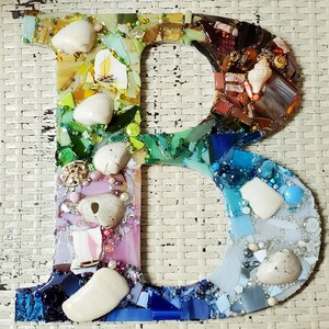 Letter "b" Mosaic Initial Collage Art Piece/wall Art 12 Inches Beach ...