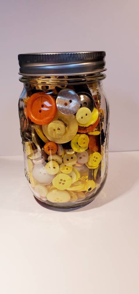 Jar of Buttons Yellow Brown Gold Orange Pint Jar 16 Oz. 2 - Etsy