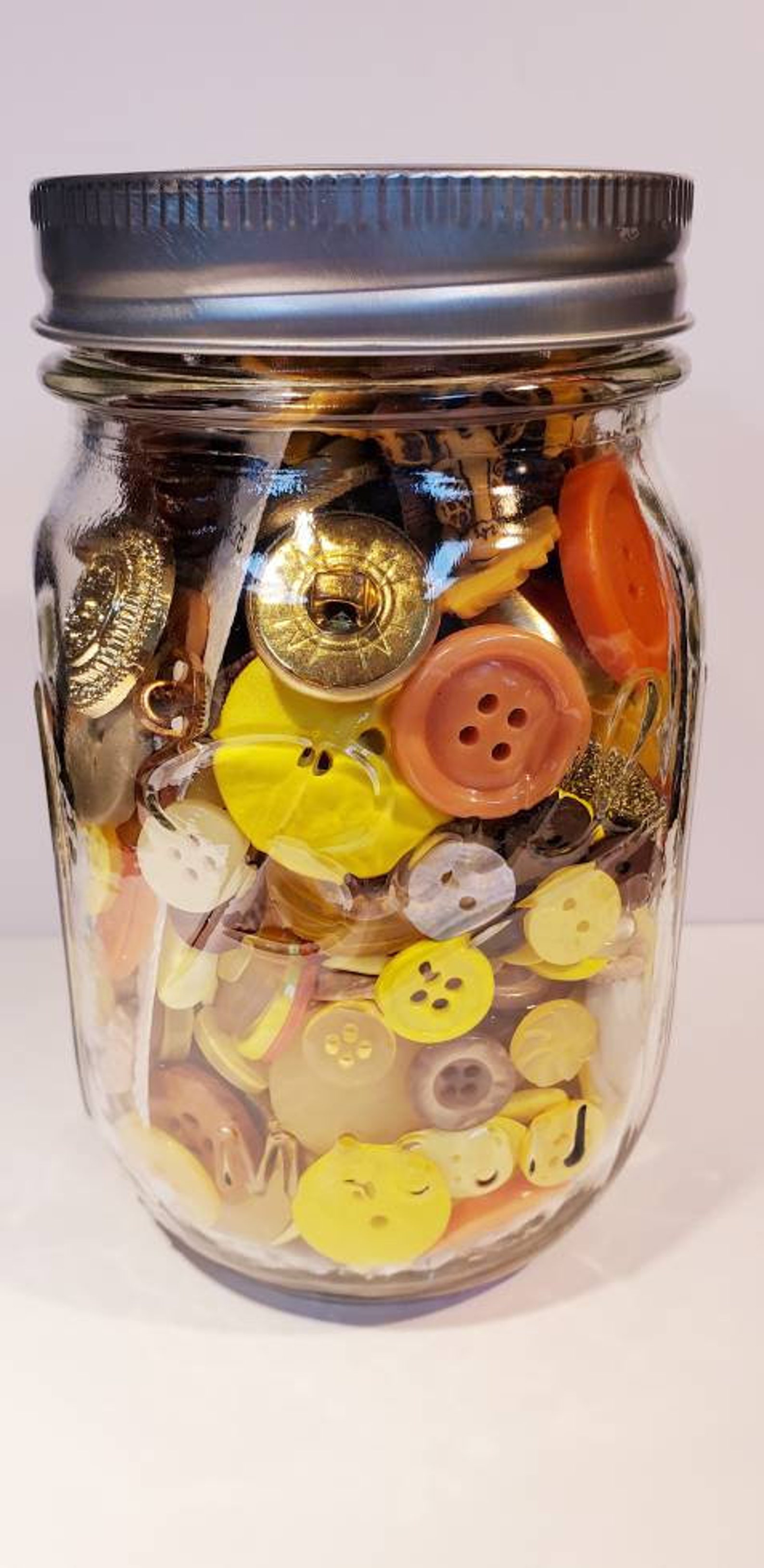 Jar of Buttons Yellow Brown Gold Orange Pint Jar 16 Oz. 2 - Etsy