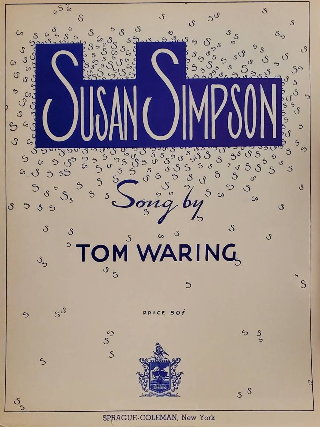 Susan Simpson Song Vintage Sheet Music 1939 Letter "s" Song ...