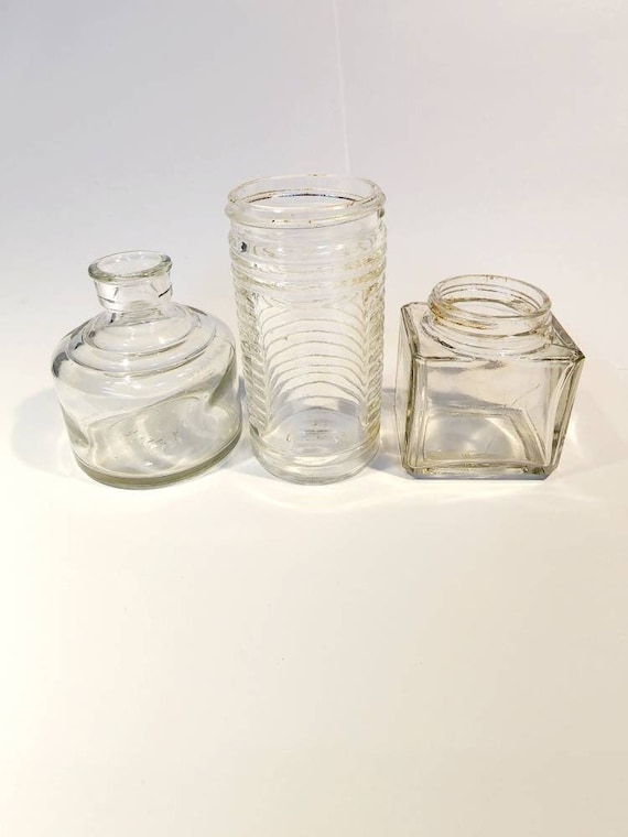 Vintage Glass Ink Bottles Clear Jars Lot of 3 - Etsy