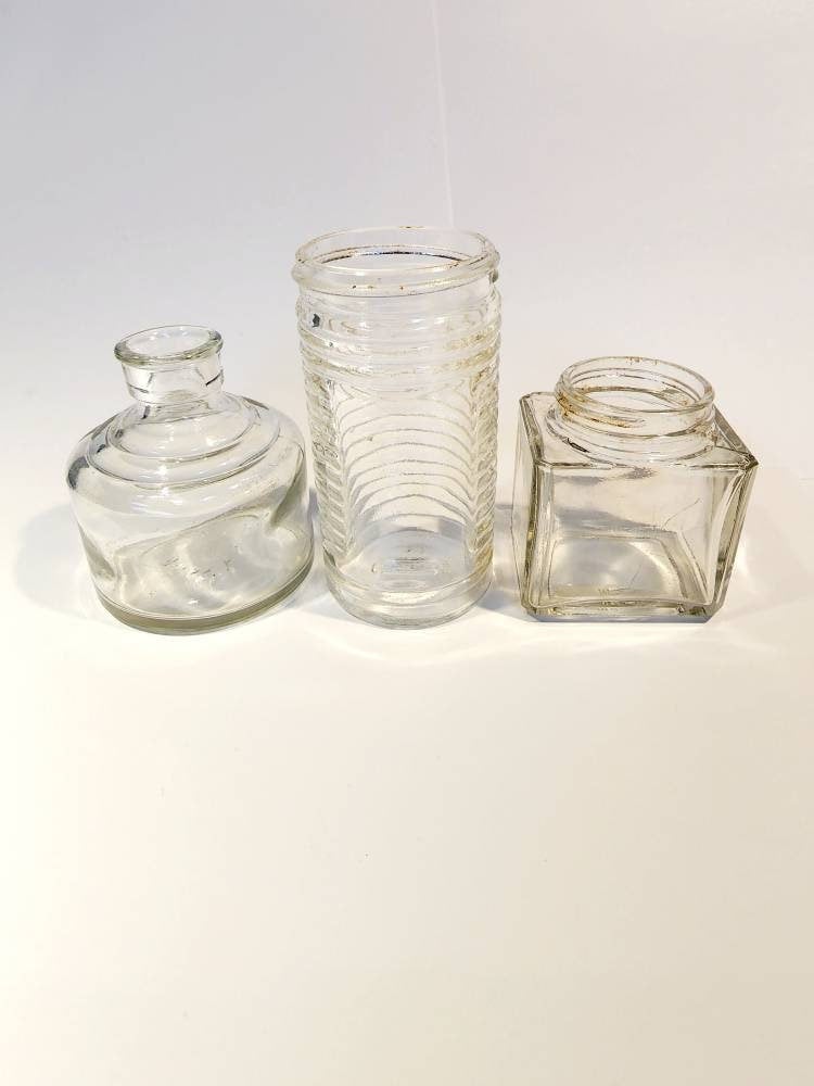 Vintage Glass Ink Bottles Clear Jars Lot of 3 - Etsy