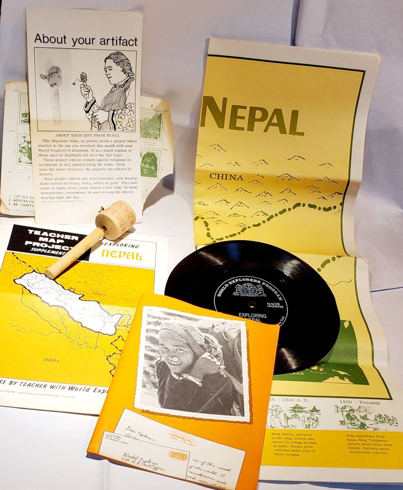 World Explorers Program Study of Nepal With Prayer Wheel 1971 - Etsy