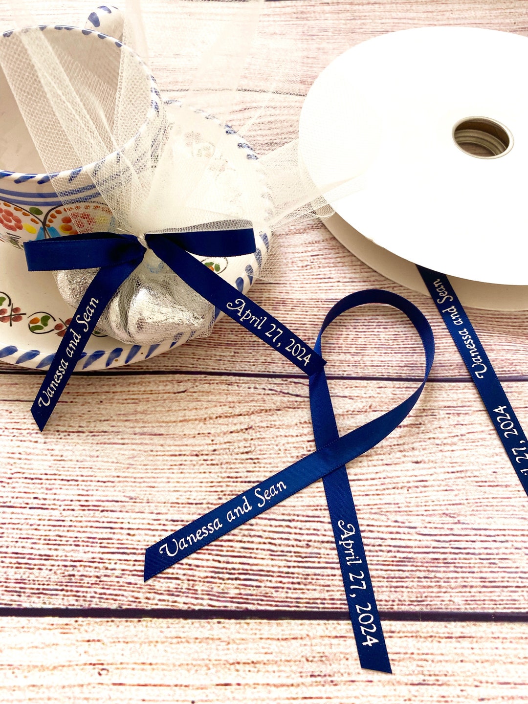 Silver Imprinted Personalized 3/8" Satin Uncut Ribbons for Wedding ...