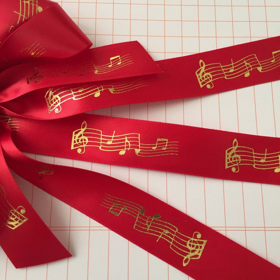 7/8 Inch Wide Music Notes on Satin Ribbon, Personalized Ribbon, Custom ...