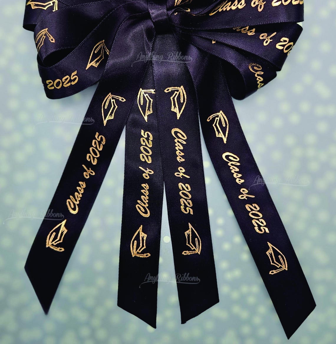 7/8" Wide Bold Class of 2025 Ribbon Graduation Cap, Continuous Printed ...