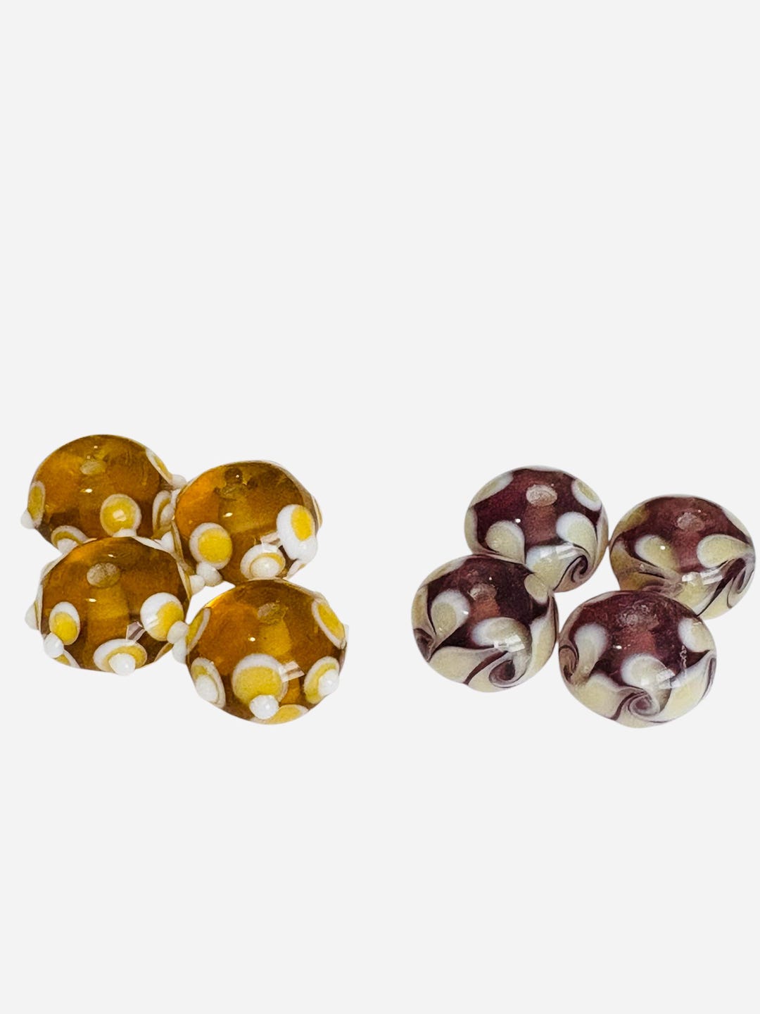 4-dotted Bumpy Yellow Lampwork Round Beads, Lampwork Glass, 14mm Dotted ...