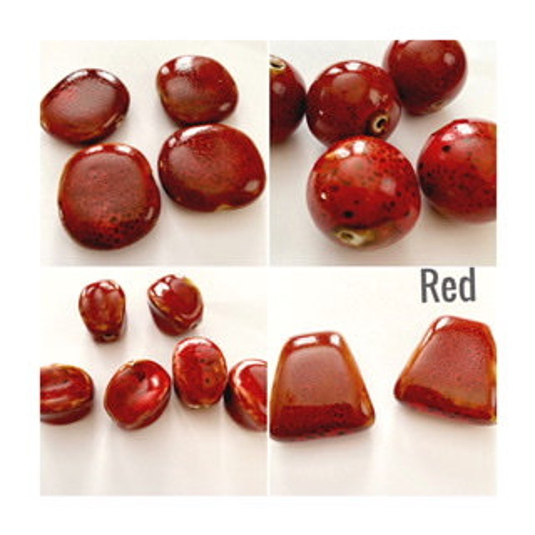 Speckled Red Pendant Ceramic Beads,red Speckled Triangle Unique ...