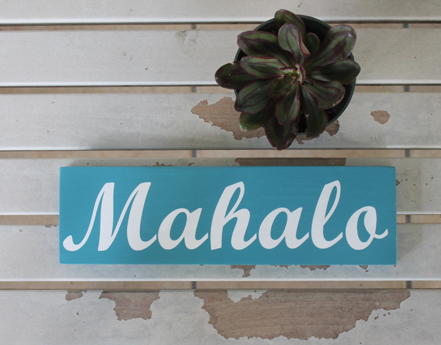 Mahalo Wood Sign handmade on Maui Bookshelf Sign - Etsy