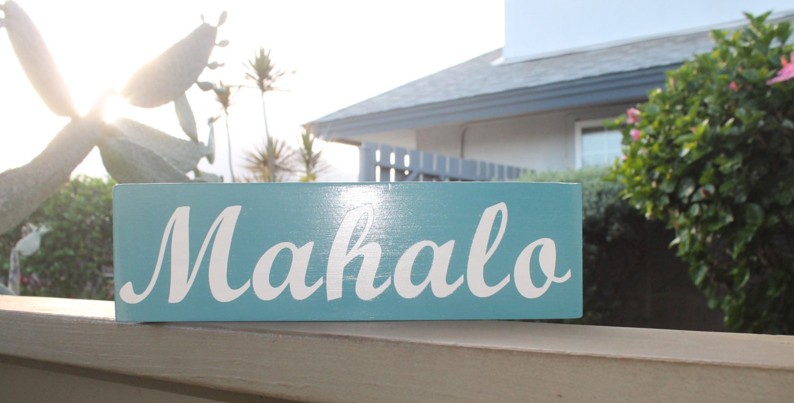 Mahalo Wood Sign handmade on Maui Bookshelf Sign - Etsy