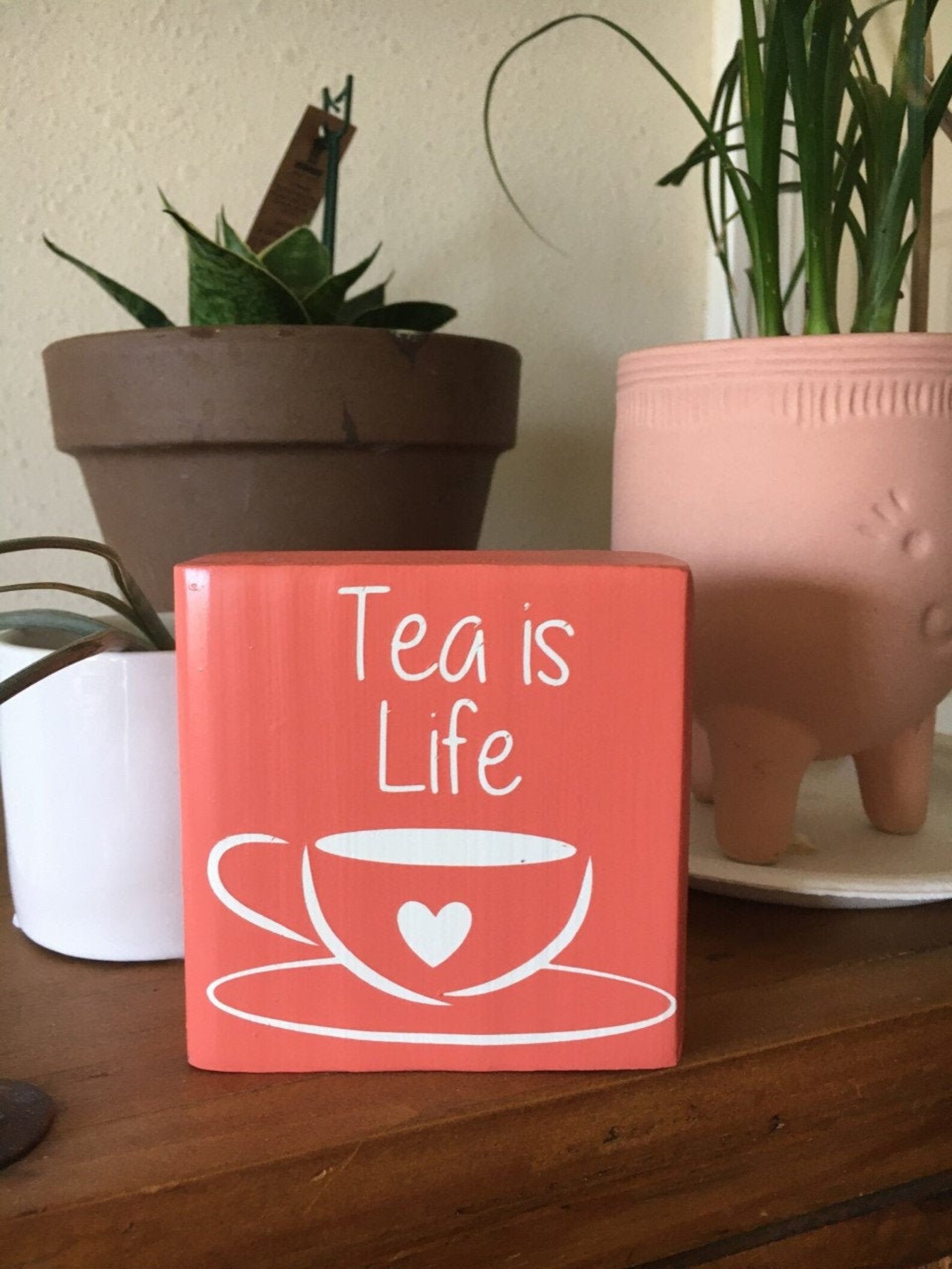 Tea is Life Mini Wood Block Sign | Tea Lovers - Etsy