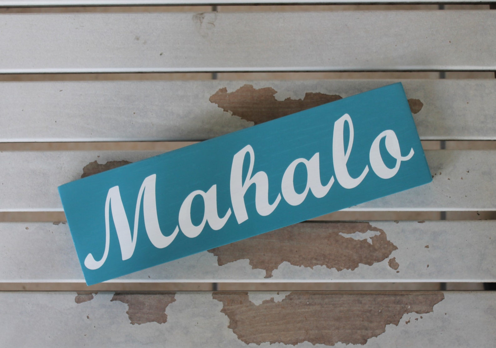 Mahalo Wood Sign handmade on Maui Bookshelf Sign - Etsy