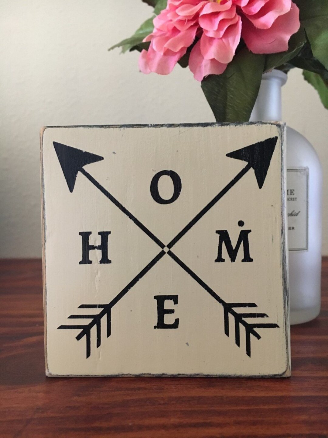 HOME Mini Wood Sign | Rustic Farmhouse Decor (3.5"x3.5") - Etsy