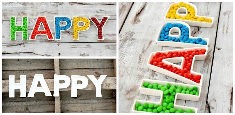 Personalised 5 Ceramic Letter Dishes for Kids/adult Birthday | Etsy