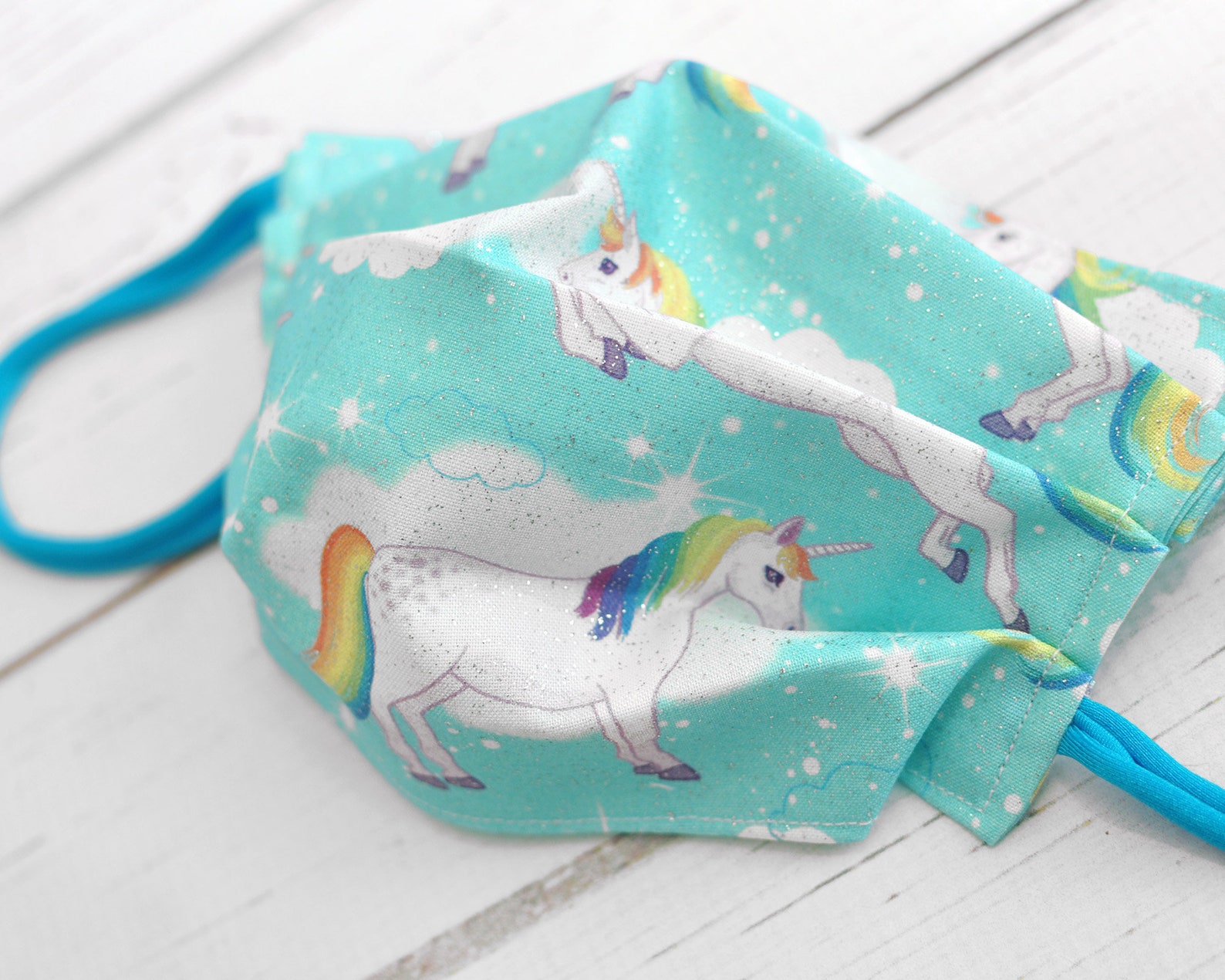 QUICK SHIP Pleated Reusable Face Mask Rainbow Unicorns in | Etsy