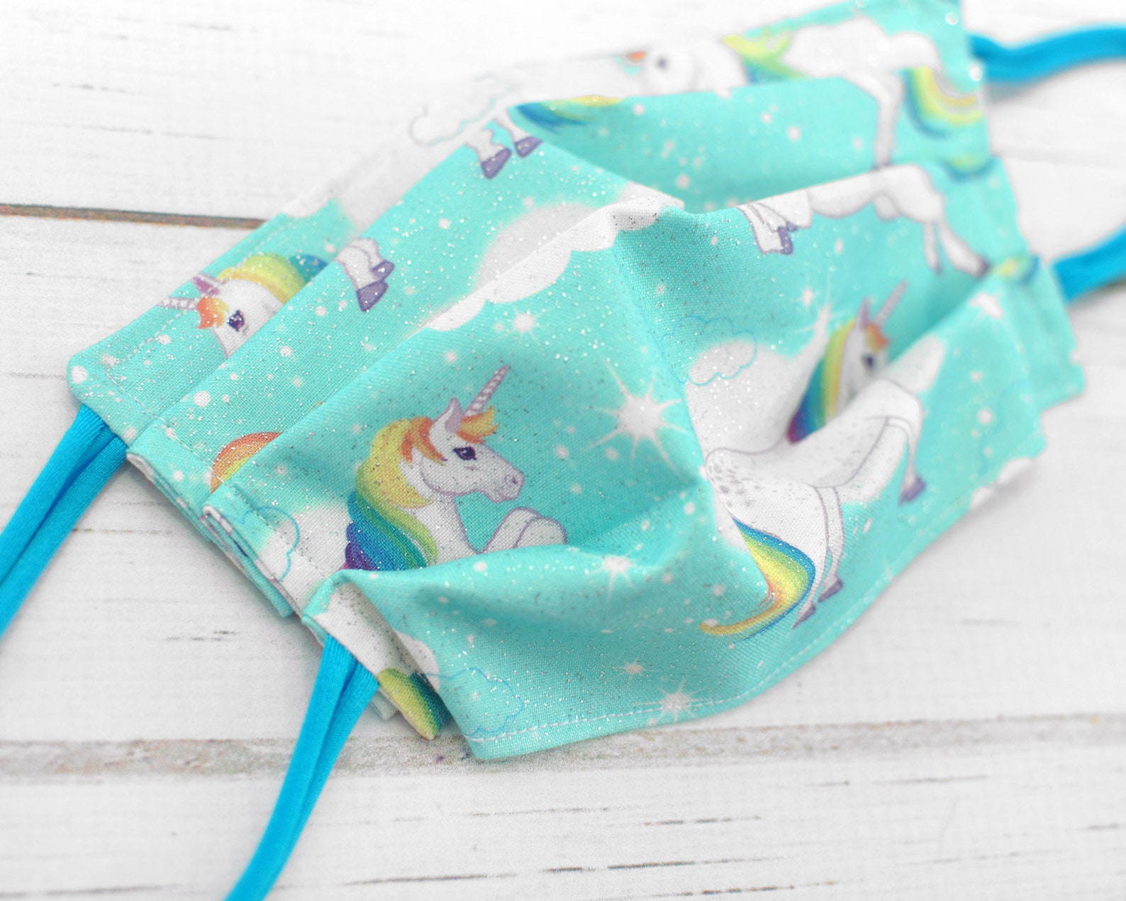 QUICK SHIP Pleated Reusable Face Mask Rainbow Unicorns in | Etsy