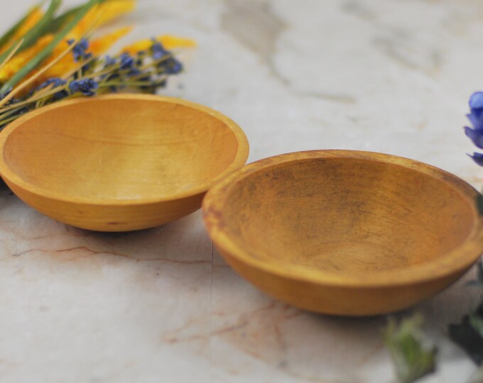 Two Small Vintage Wooden Bowls, Small Wood Bowls, Munising Style, Salad ...