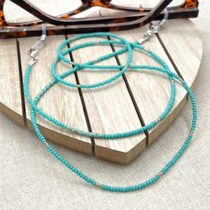 Turquoise Beaded Eyeglass Chain, Blue Sunglass Lanyard, Grandma ...