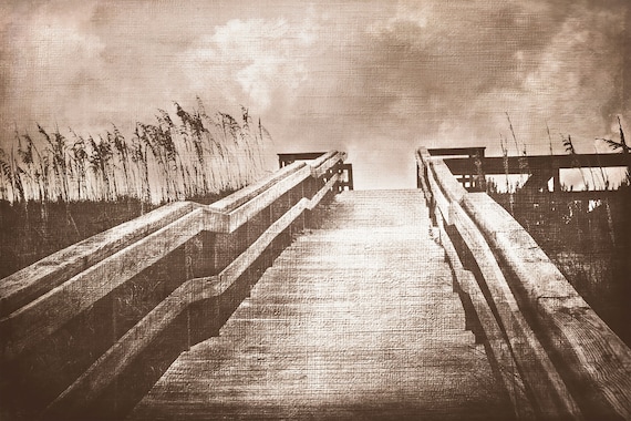 Sepia Coastal Photography Beach Landscape Distressed - Etsy