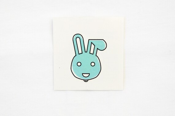 Blue Bunny / Rabbit Temporary Tattoo | Etsy
