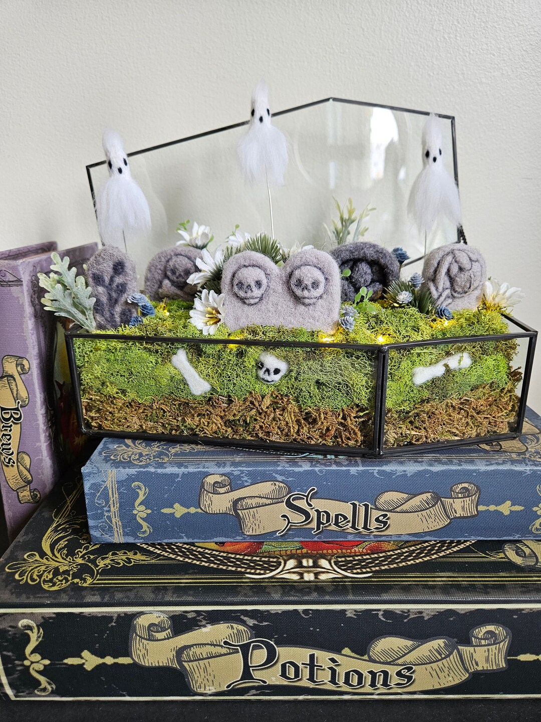 Spooky Cute Glass Coffin Cemetery Diorama Needle Felted Goth - Etsy