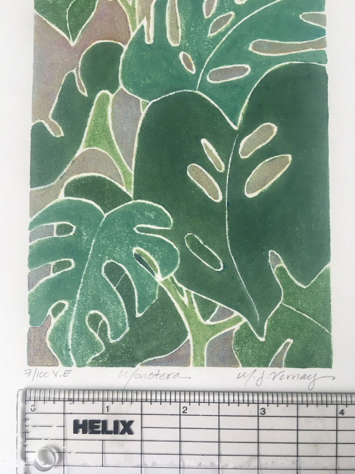 Monstera Deliciosa Woodblock Print,monstera Woodcut, Handmade ...