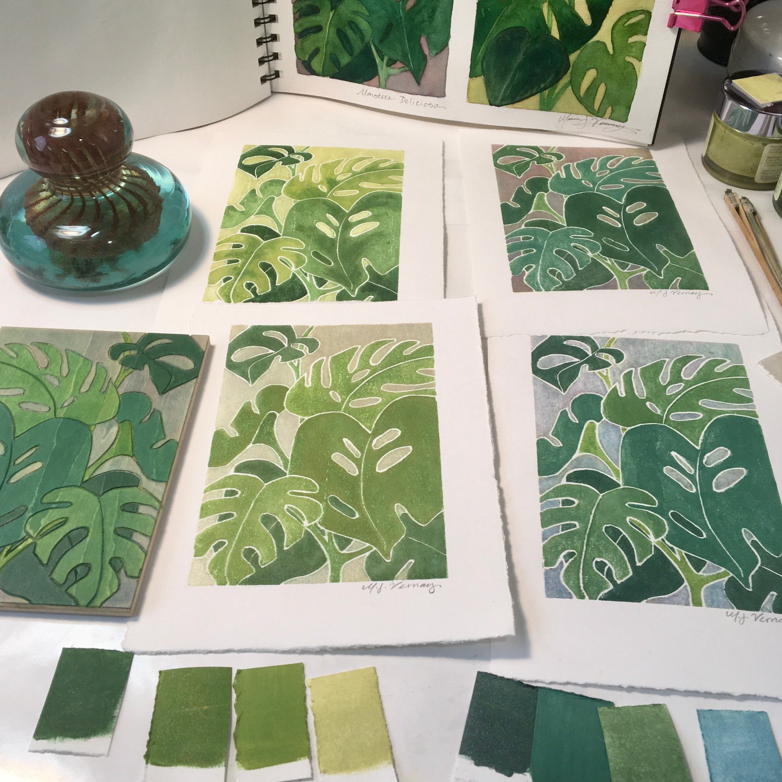 Monstera Deliciosa Woodblock Print,monstera Woodcut, Handmade ...