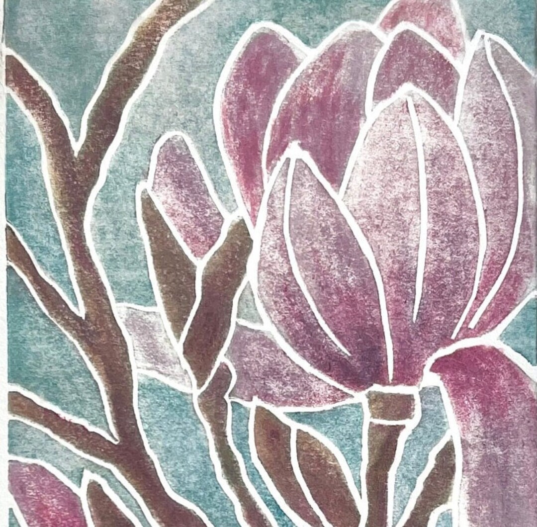 Woodcut Art,woodblock Print,magnolia Art,original Art Block Print ...
