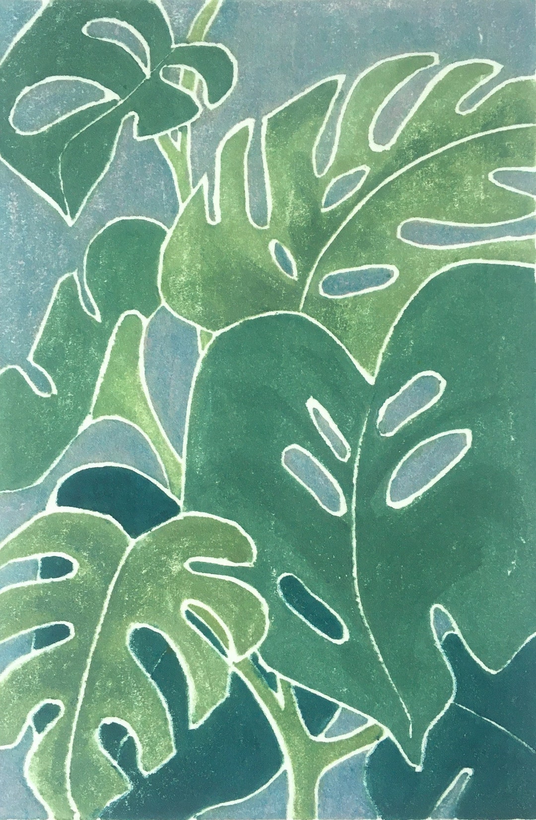 Monstera Deliciosa Woodblock Print,monstera Woodcut, Handmade Block ...