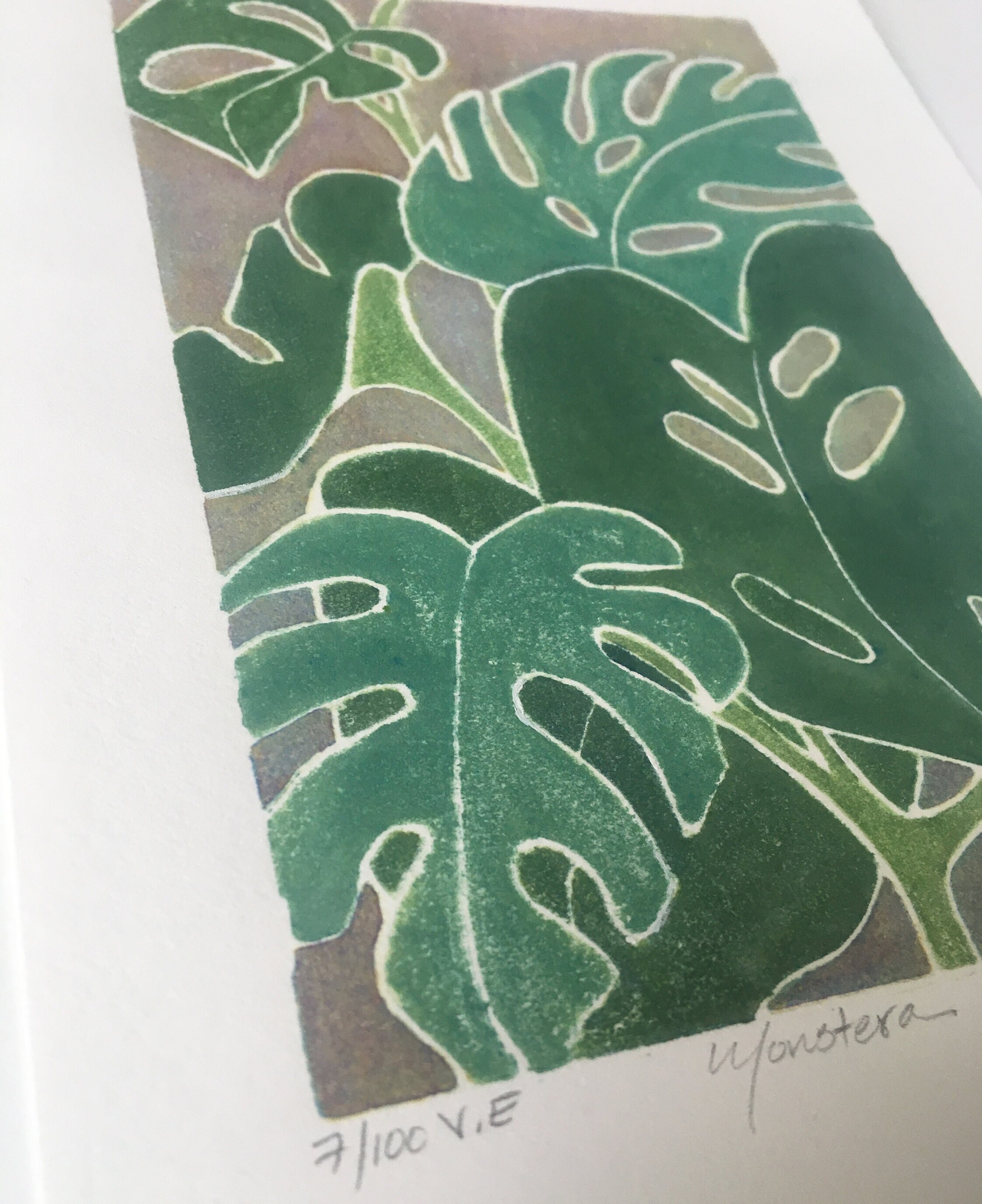 Monstera Deliciosa Woodblock Print,monstera Woodcut, Handmade ...