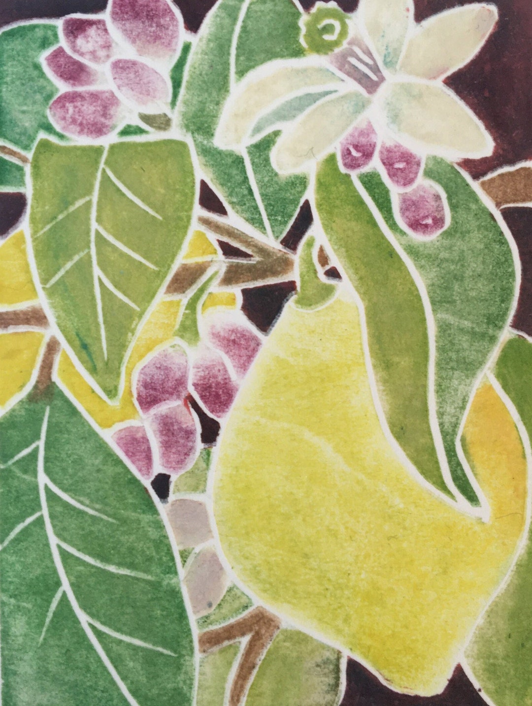 Woodblock Print, Lemon Tree Art, Original Woodcut, Handmade Block Print ...