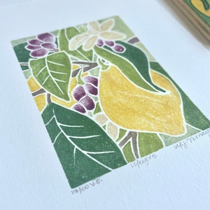 Citrus Art,woodblock Print,lemon Tree Art Original Woodcut,handmade Art ...
