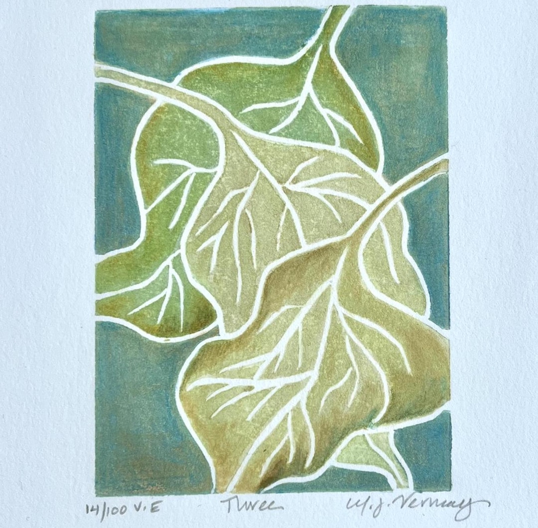 Autumn Leaves Woodcut Print,nature Woodblock,original Art White-line ...