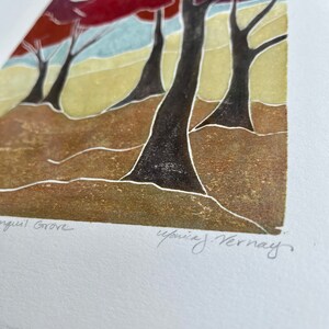 Autumn Trees Woodblock Print, Original Handprinted Art, Handmade White ...