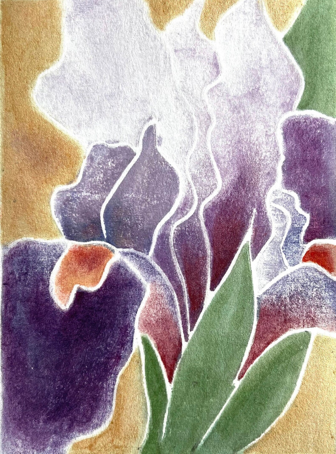 Woodblock Print, Iris Flower Handmade Woodcut, Original Art Block Print ...