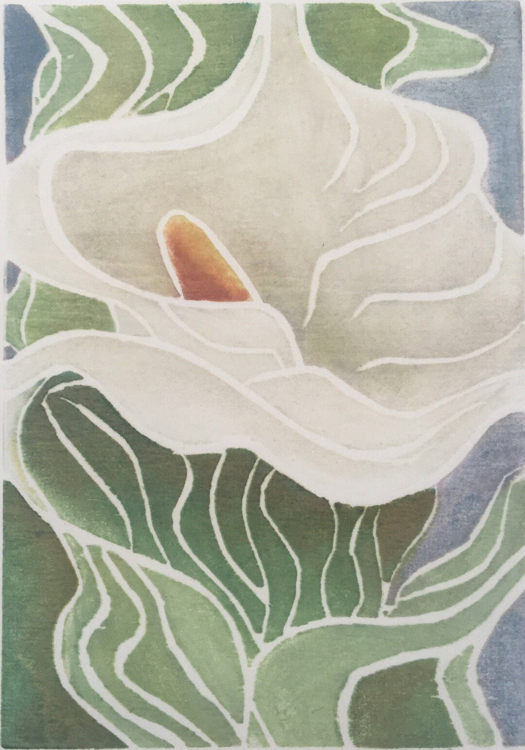 Woodcut Art,woodblock Print,lily Flower Wall Art,colorful Wall Decor ...