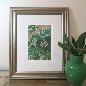 Monstera Deliciosa Woodblock Print,monstera Woodcut, Handmade ...