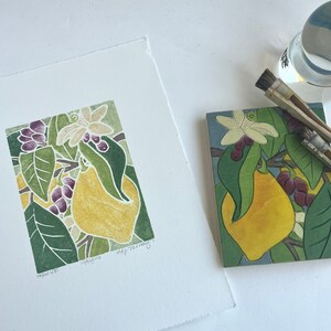 Citrus Art,woodblock Print,lemon Tree Art Original Woodcut,handmade Art ...