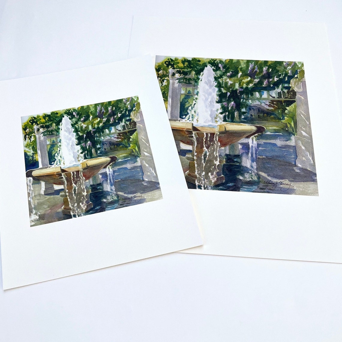 Fountain Art Print,watercolor Artwork,watercolor Print Wall Art,water ...