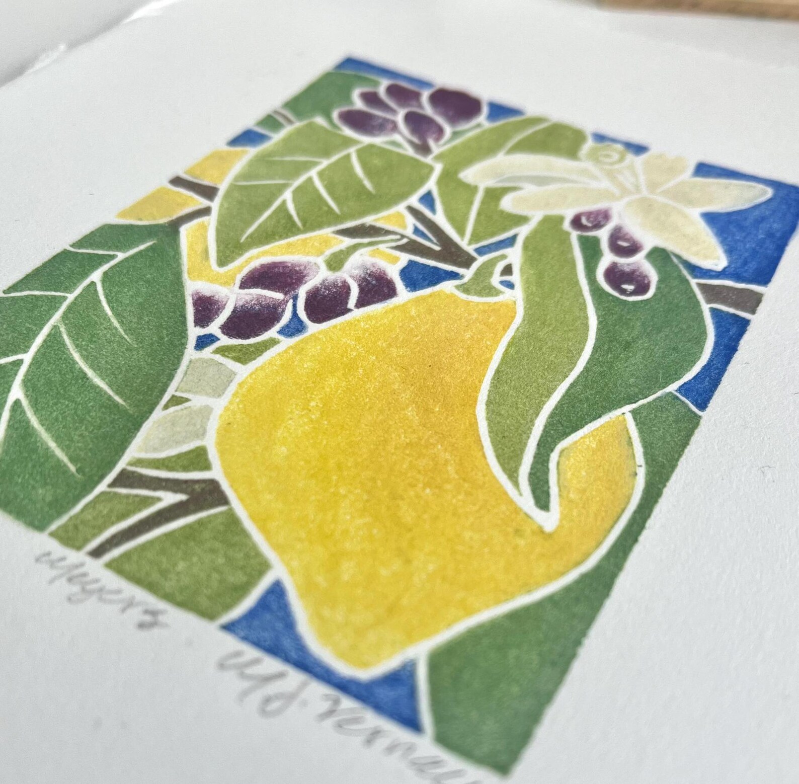 Lemon Woodblock Print,original Woodcut Artwork,handmade Blockprint ...