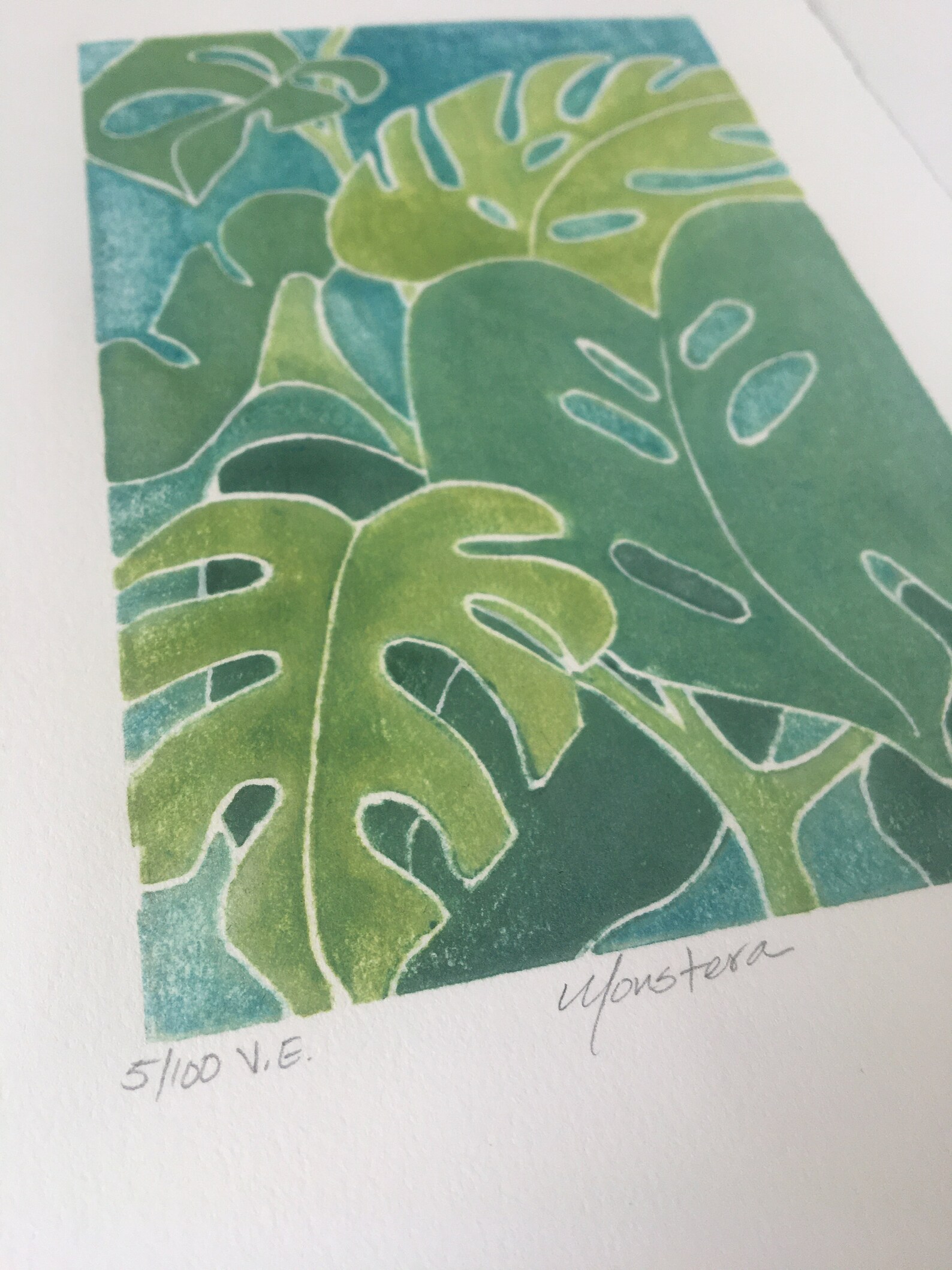 Monstera Deliciosa Woodblock Print,monstera Woodcut, Handmade ...