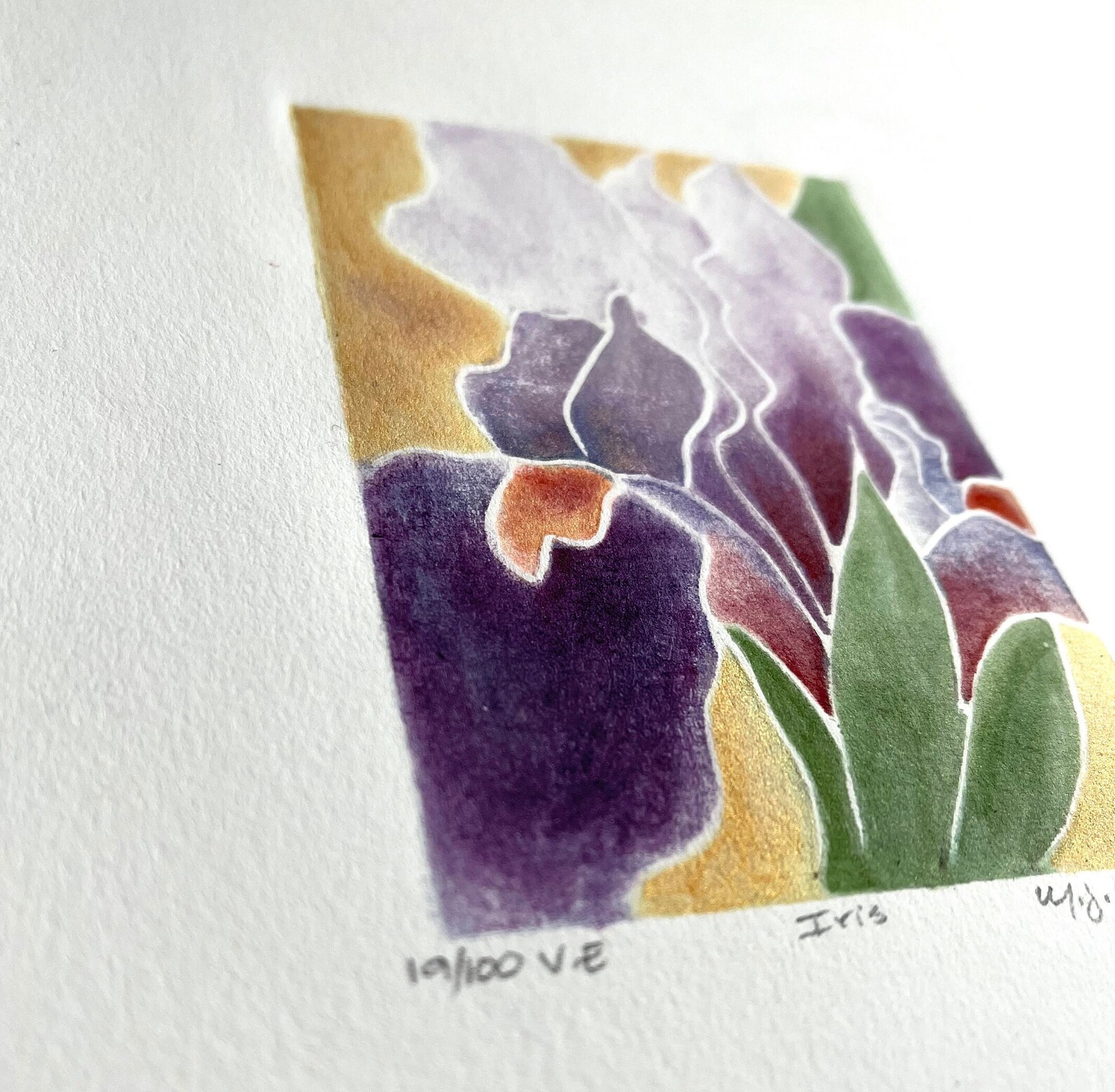 Woodblock Print, Iris Flower Handmade Woodcut, Original Art Block Print ...